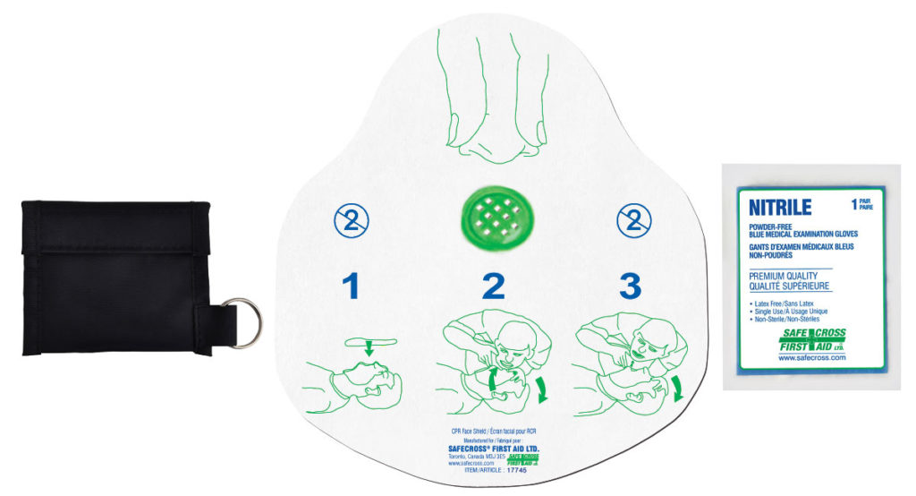 CPR Face Shield w/1 Pair of Nitrile Gloves in Nylon Pouch