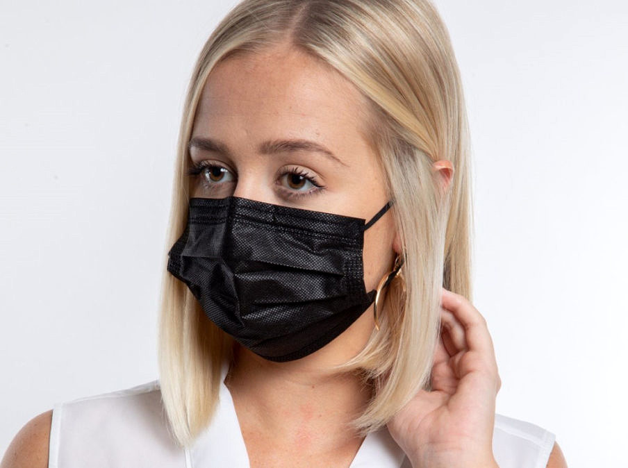 Black 3-Ply Earloop Face Mask - ASTM Level 2 (50/Box)